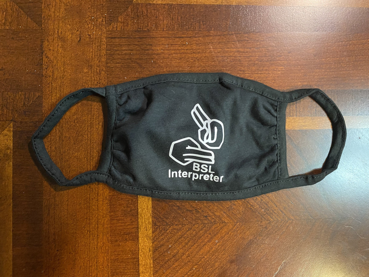 British Sign Language (Cloth Face Mask Adult Size) Logo in Center (BSL ...